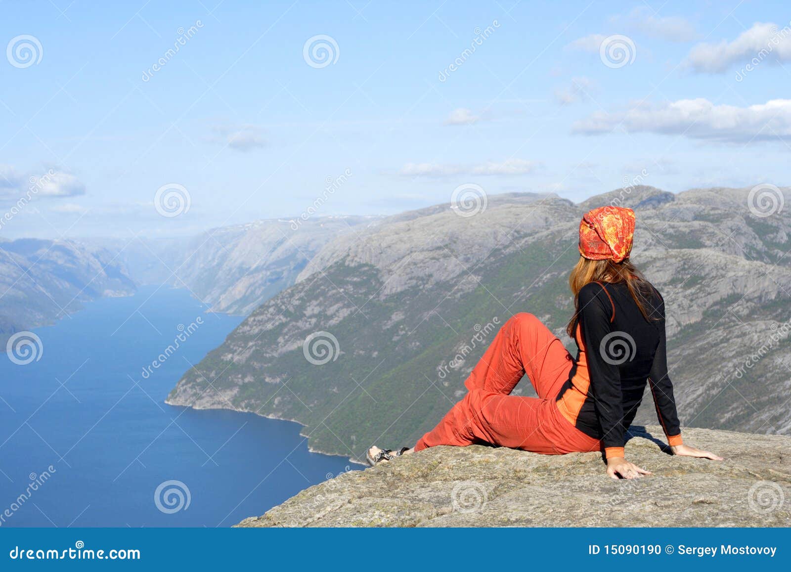 Girl Looking at the Mountains Stock Photo - Image of sunny, norway ...