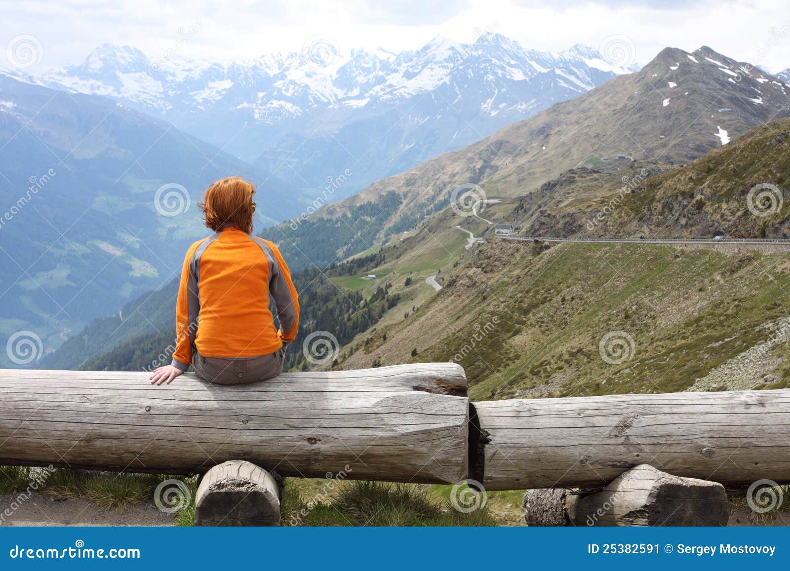 Girl Looking at the Mountains Stock Image - Image of dolomites, summit ...