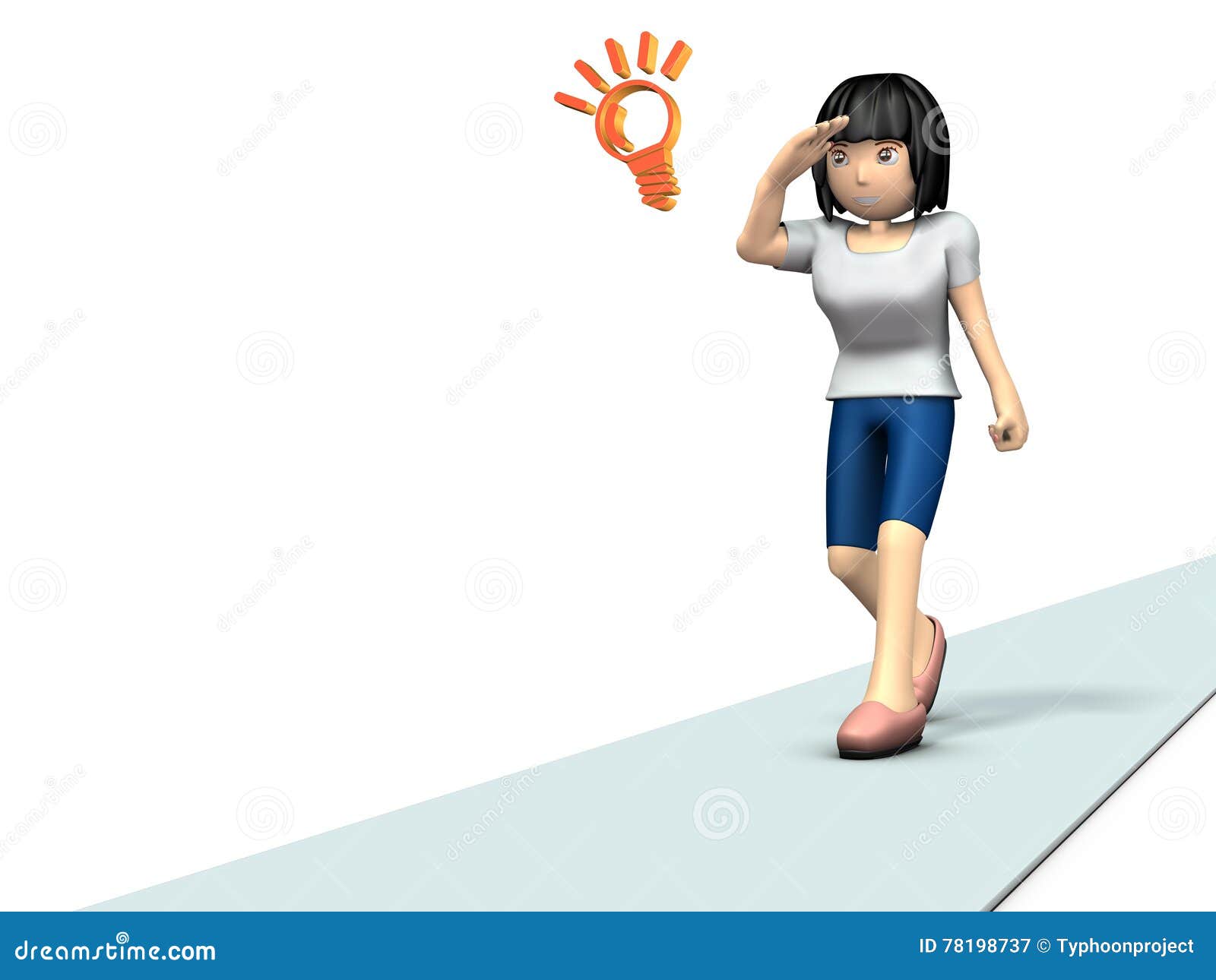 Girl is Looking Out the Future. Stock Illustration - Illustration of ...
