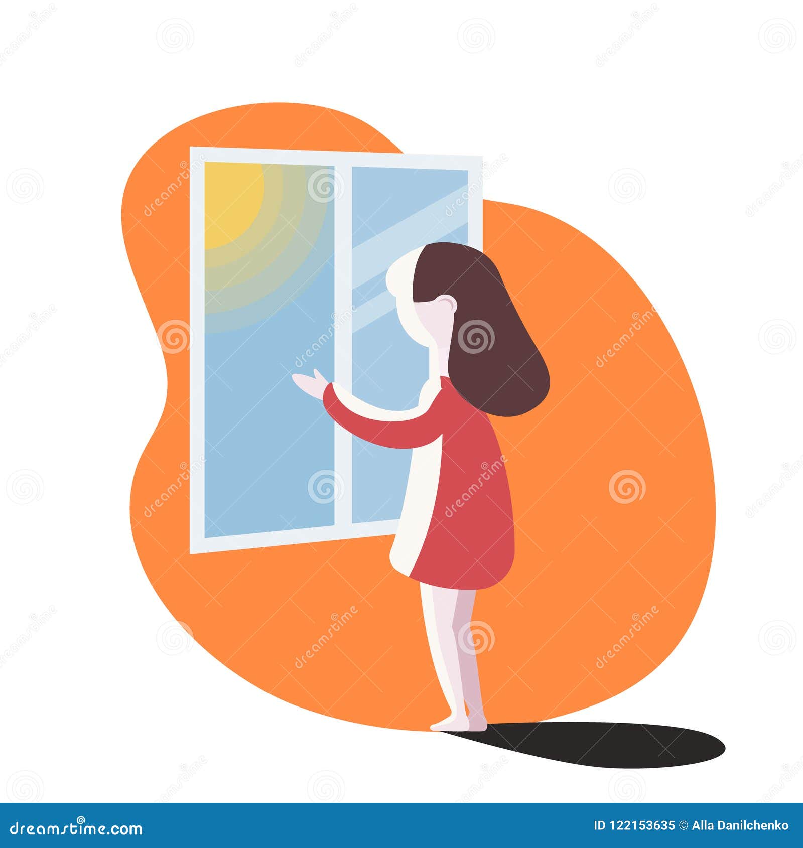 Girl Looking Out the Window. Vector Illustration. Stock Vector ...