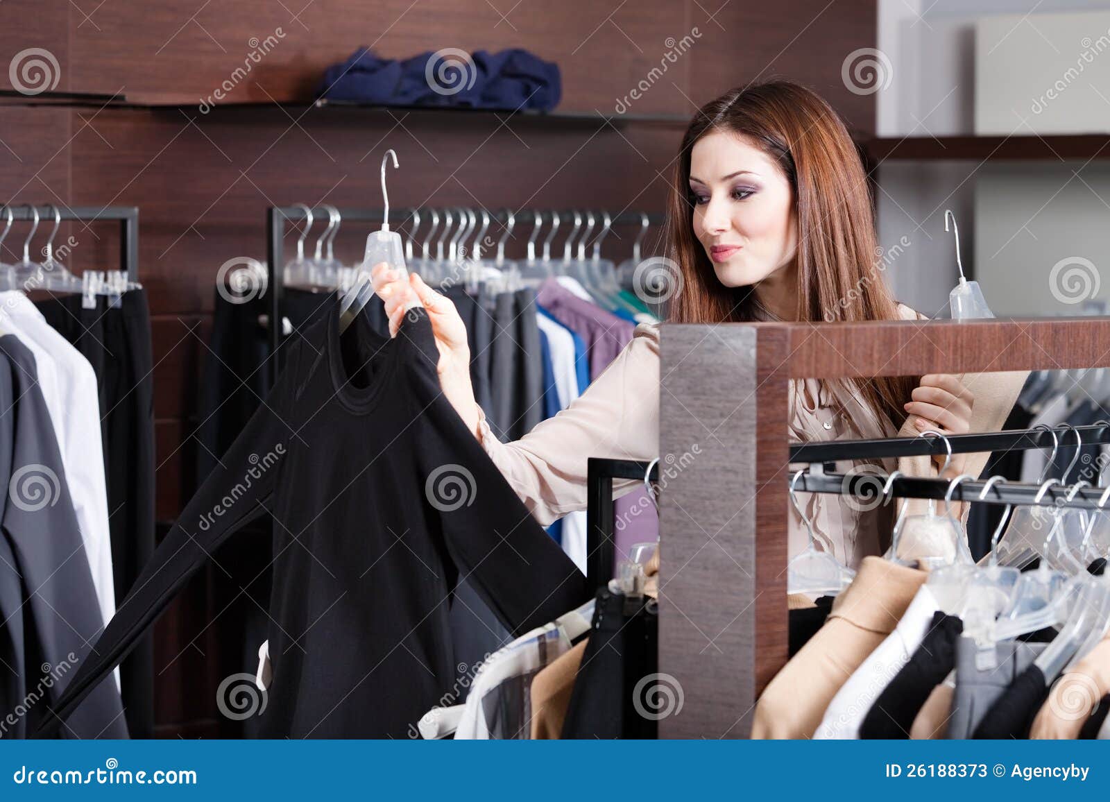 Girl is Looking for a Perfect Cloth Which is Vogue Stock Image - Image ...