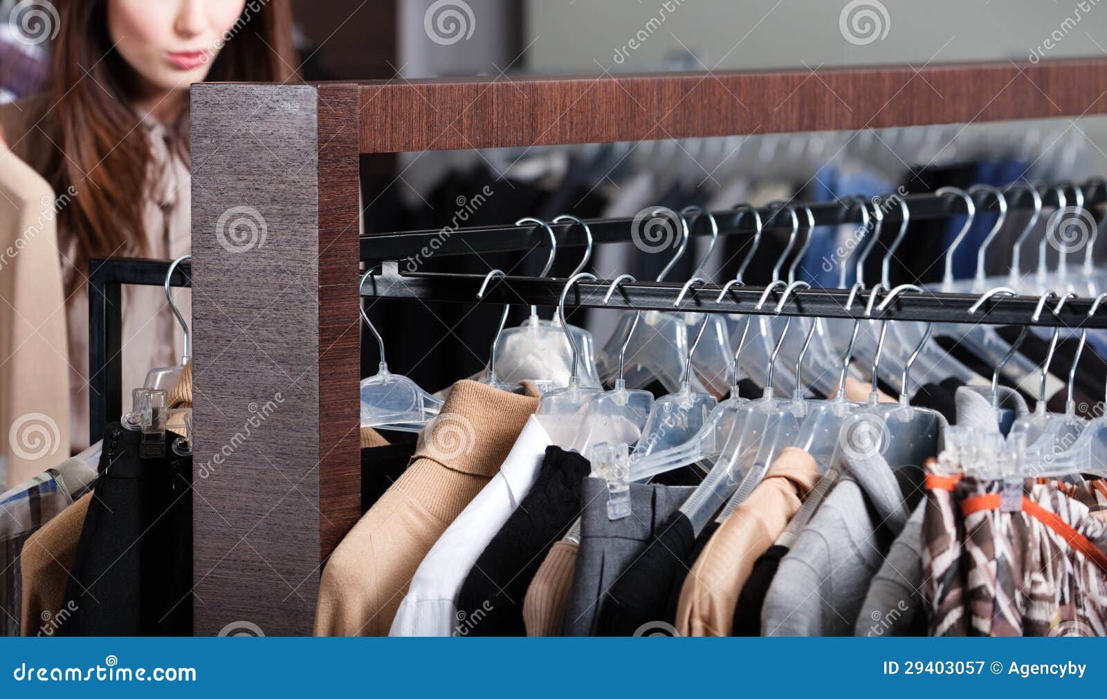 Girl is Looking for a Perfect Clothing Stock Image - Image of buying ...