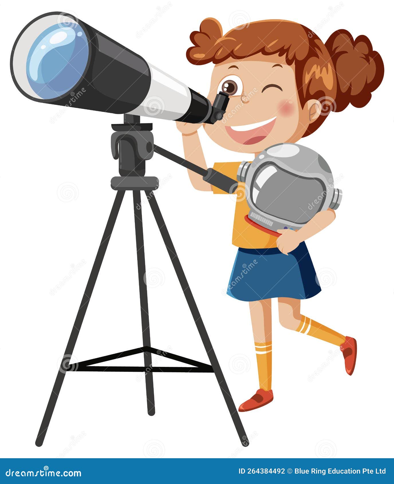 A Girl Looking through Telescope Stock Vector - Illustration of female ...