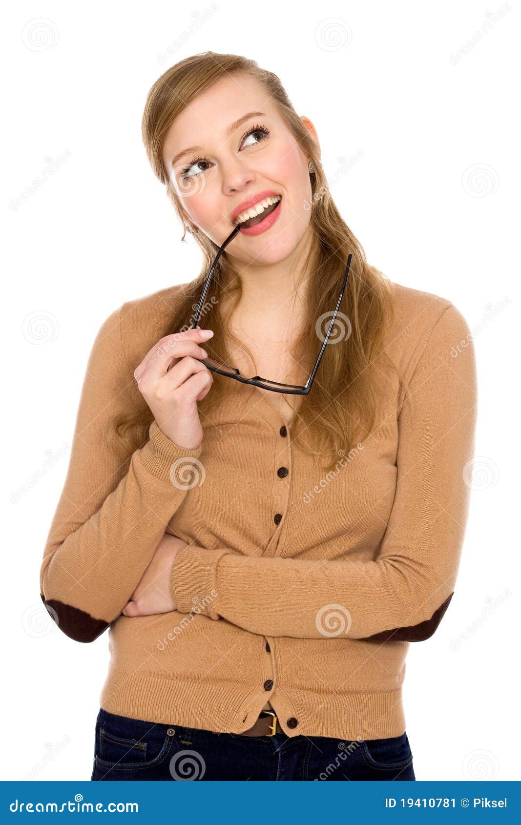 Girl looking up stock image. Image of woman, holding - 19410781