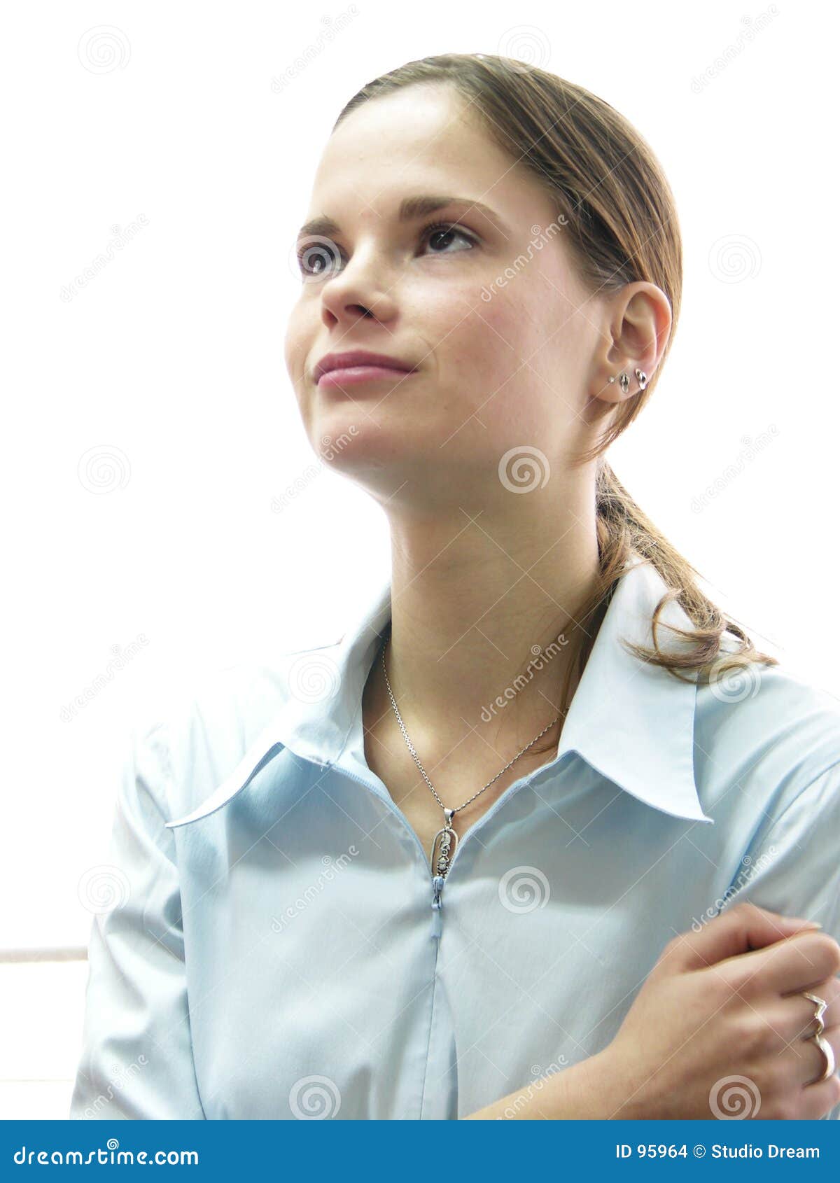 Girl looking up stock photo. Image of desk, businesswoman - 95964