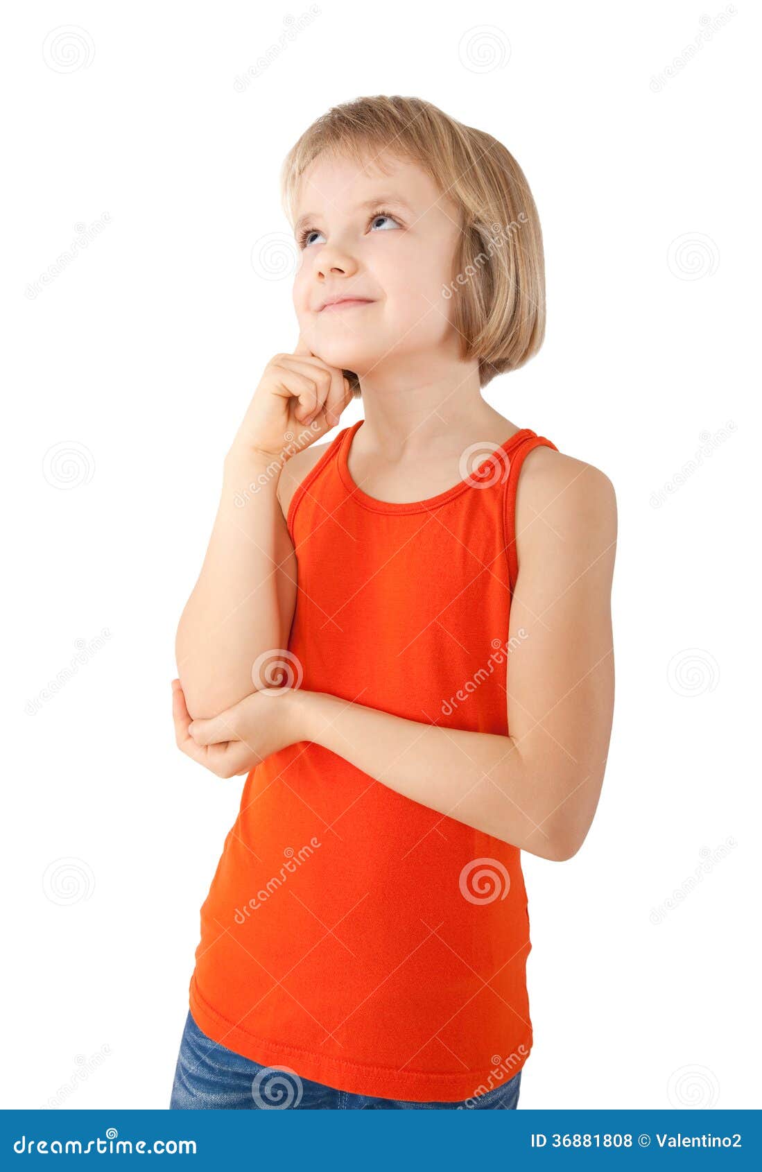 Girl Looking Up and Thinking Stock Photo - Image of pretty, thinking ...