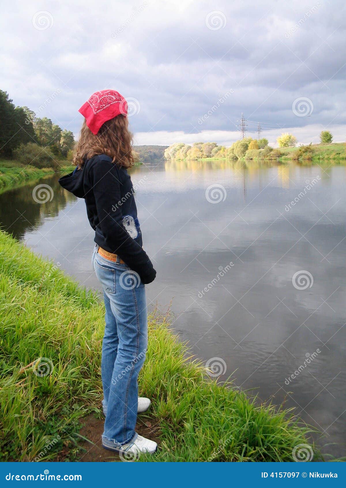 Girl looking at water stock image. Image of lake, female - 4157097