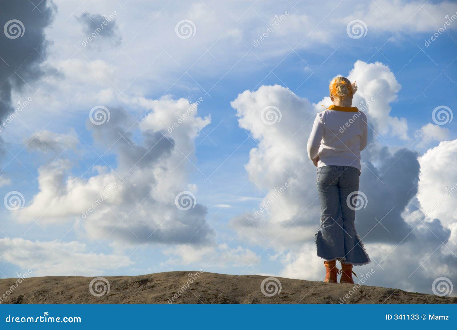 Girl on lookout stock image. Image of clouds, watch, wind - 341133
