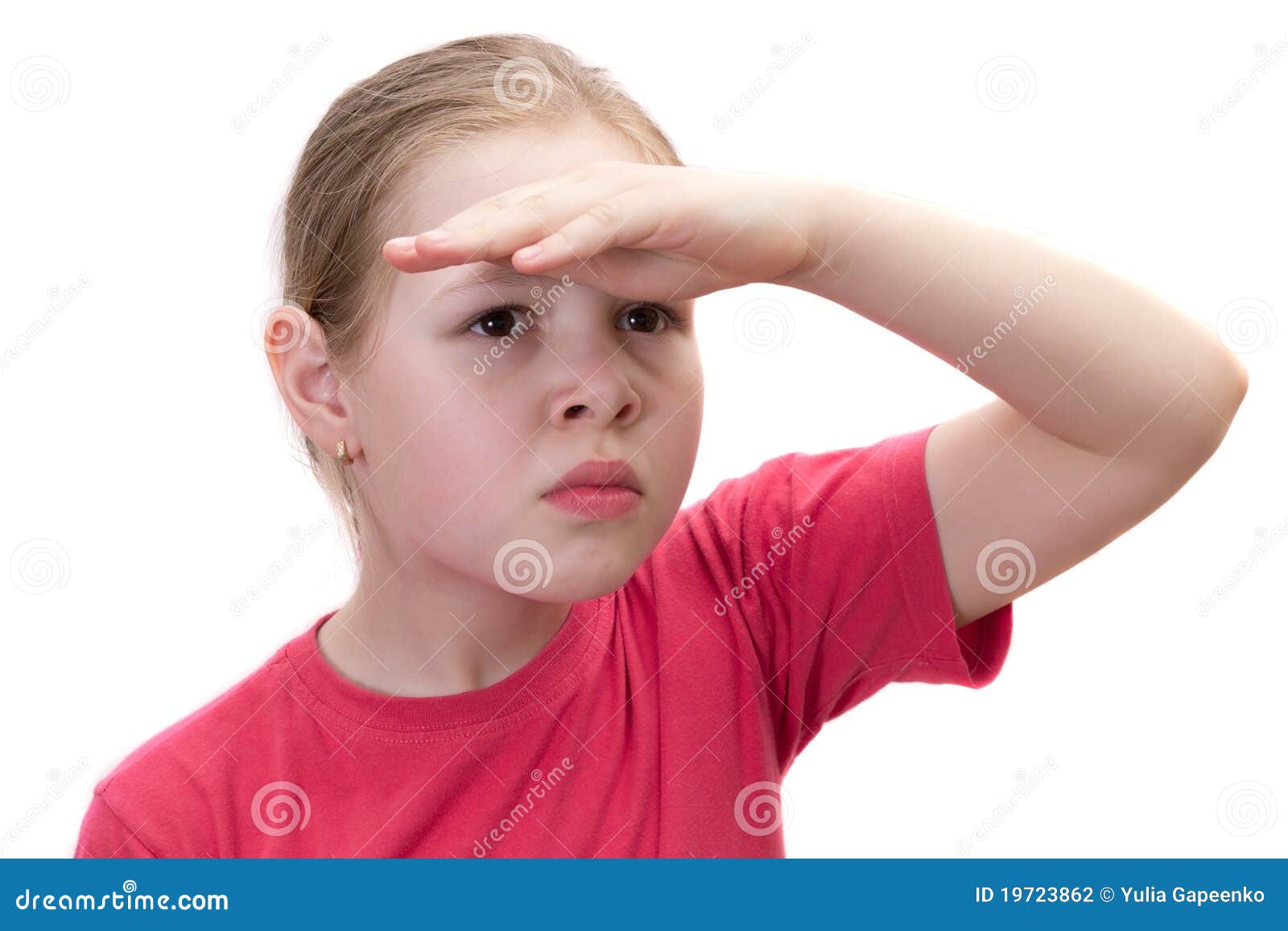 The girl looks afar stock photo. Image of happy, hair - 19723862