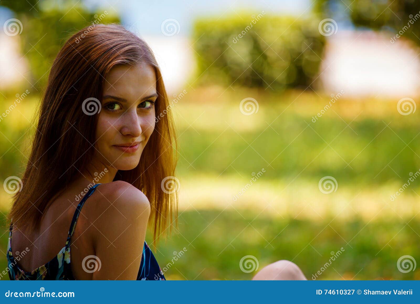 The girl looks turning stock image. Image of nature, flower - 74610327