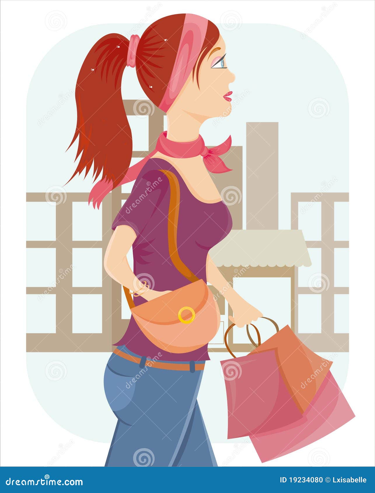 Girl with a lot of bags stock vector. Illustration of spend - 19234080