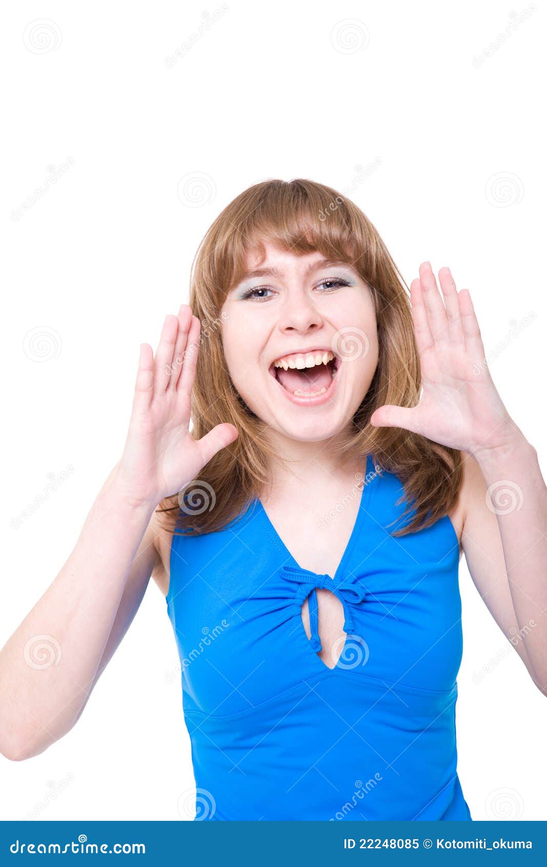 Girl loudly shouts. stock image. Image of shouts, white - 22248085