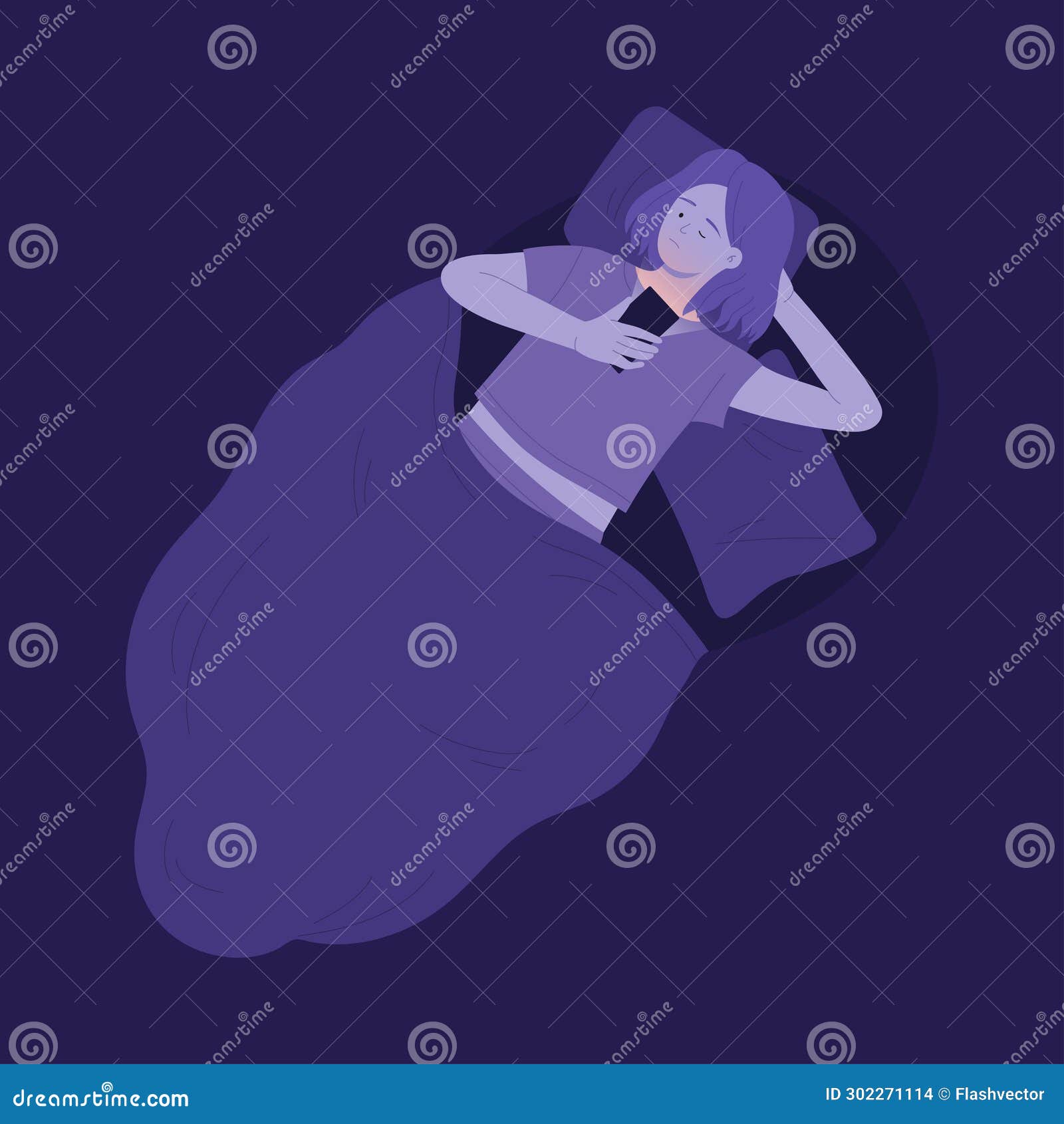 Girl Lying in Bed and Using Smartphone Stock Vector - Illustration of ...