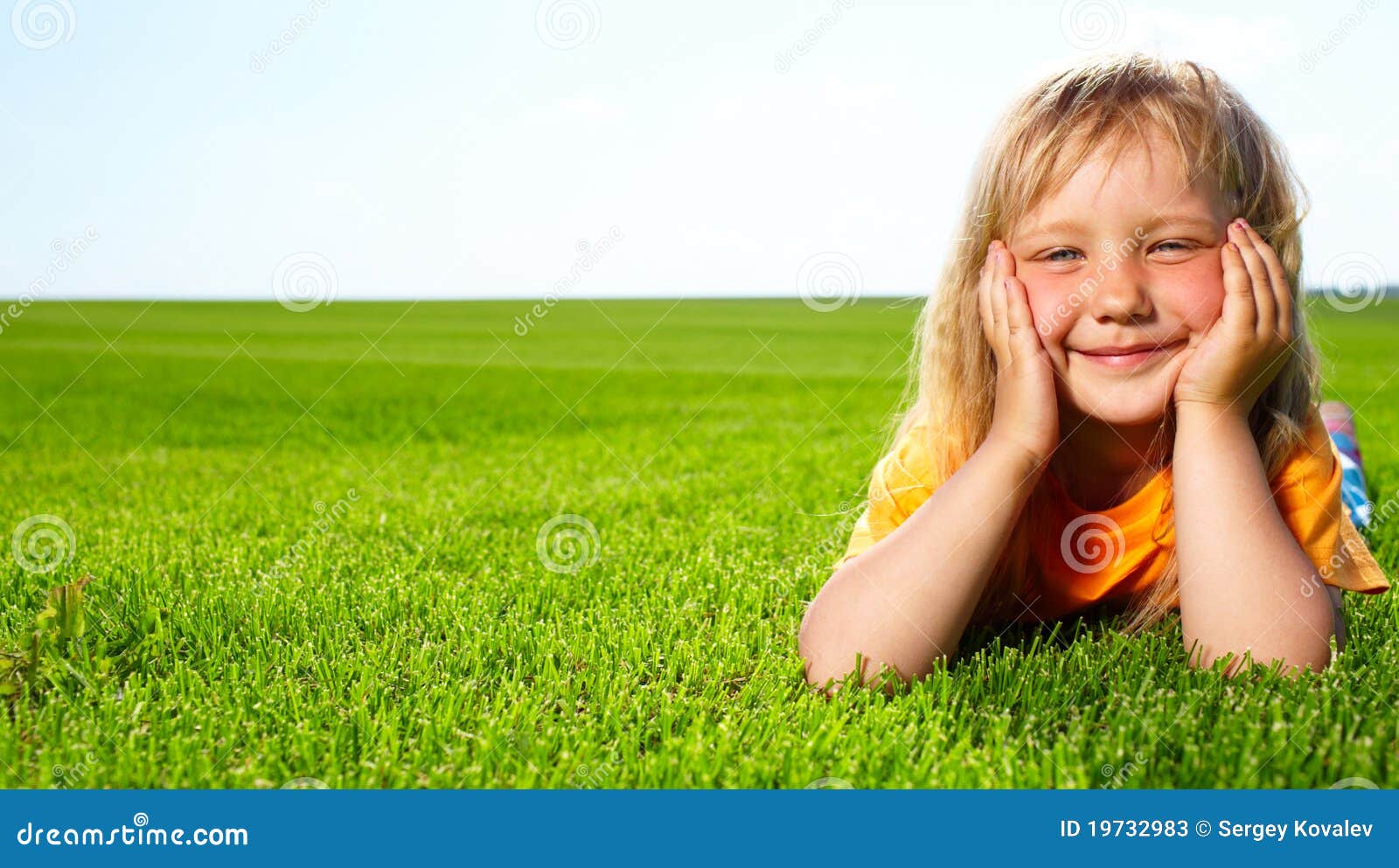 Girl lying in field stock image. Image of cheerful, female - 19732983