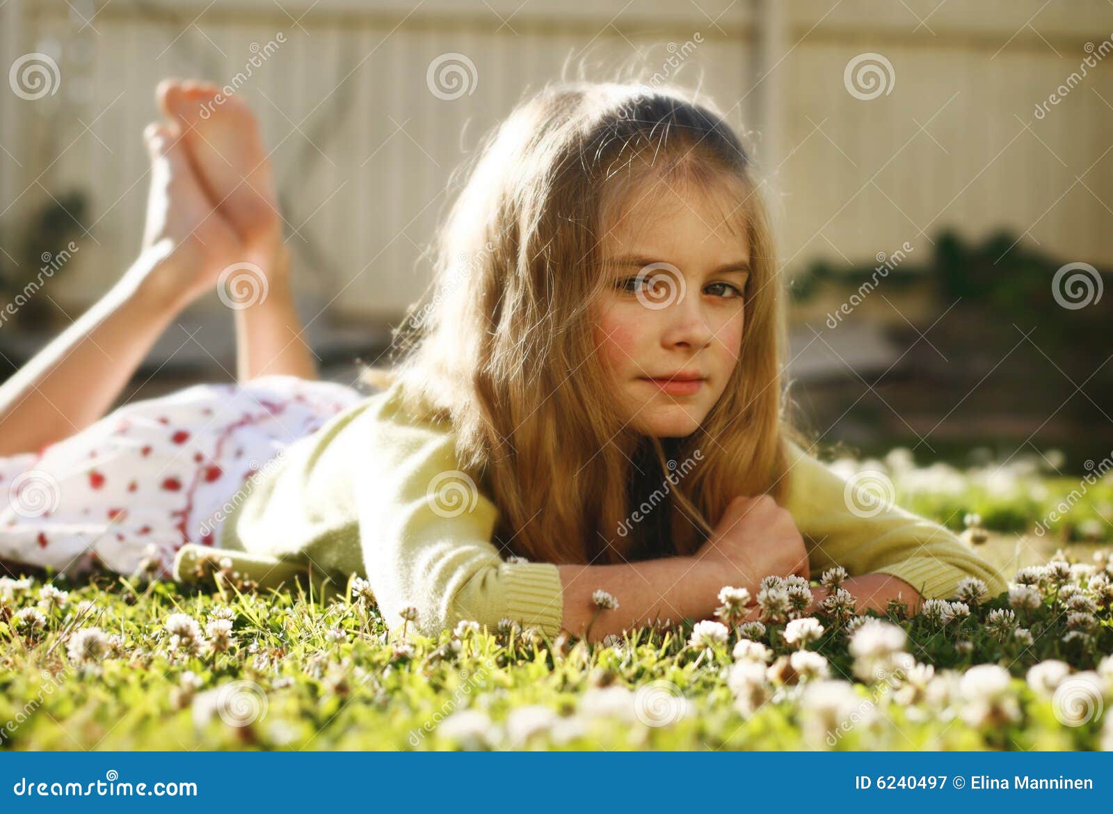 Girl Lying In Grass Stock Image Image Of Summer Looking 6240497