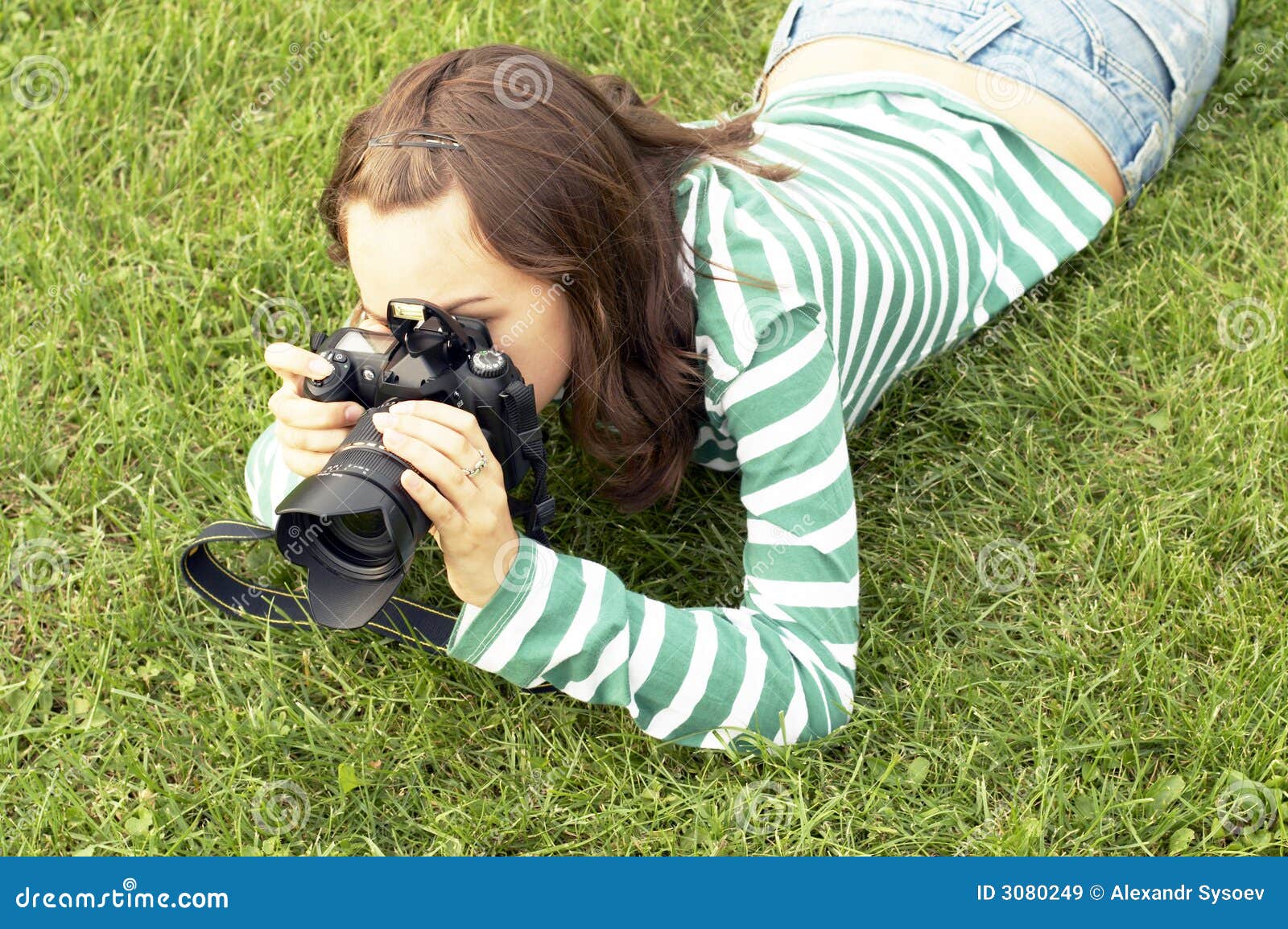 Girl Lying with Photo Camera Stock Image - Image of girl, outdoor: 3080249