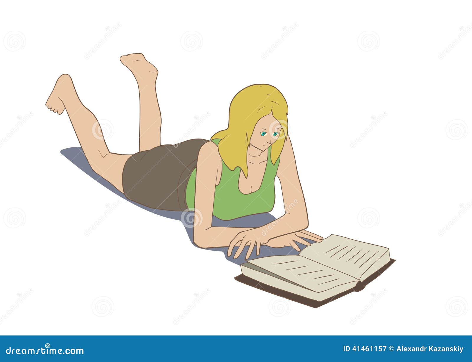 Girl lying reading book stock vector. Illustration of contemporary ...