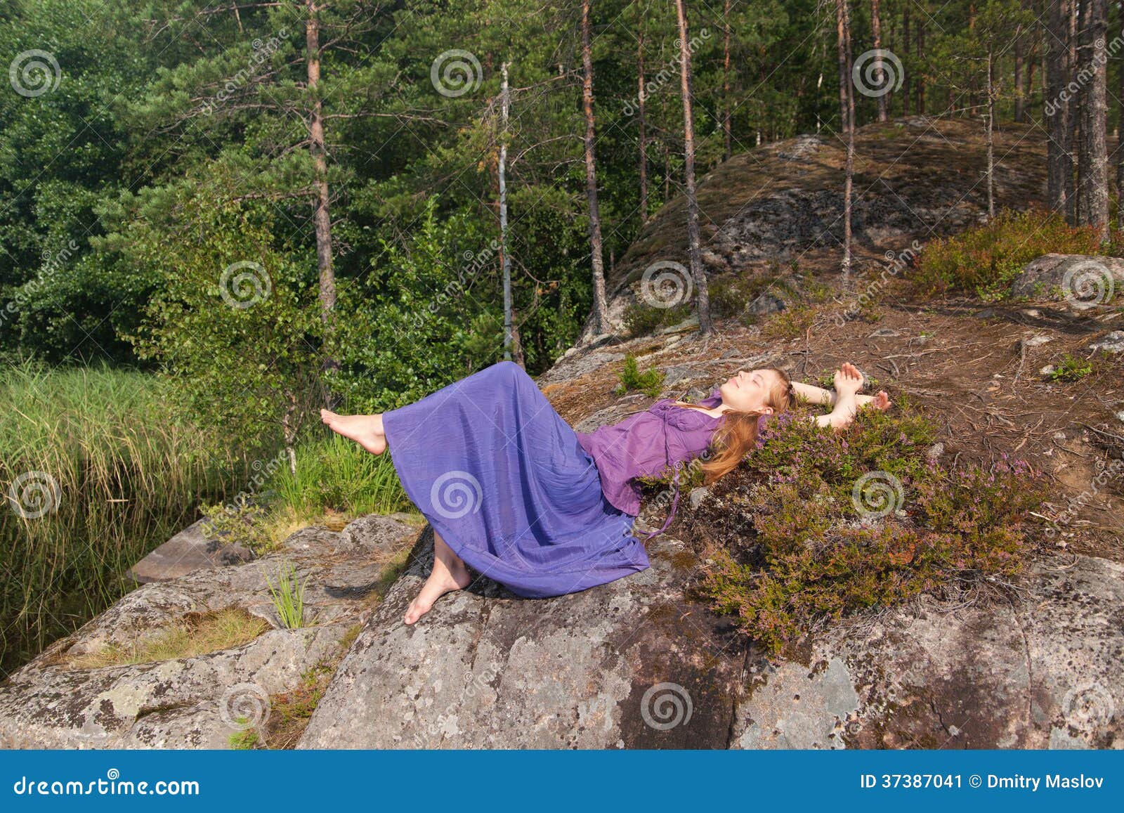 Girl lying on the rocks stock image. Image of girls, nature - 37387041