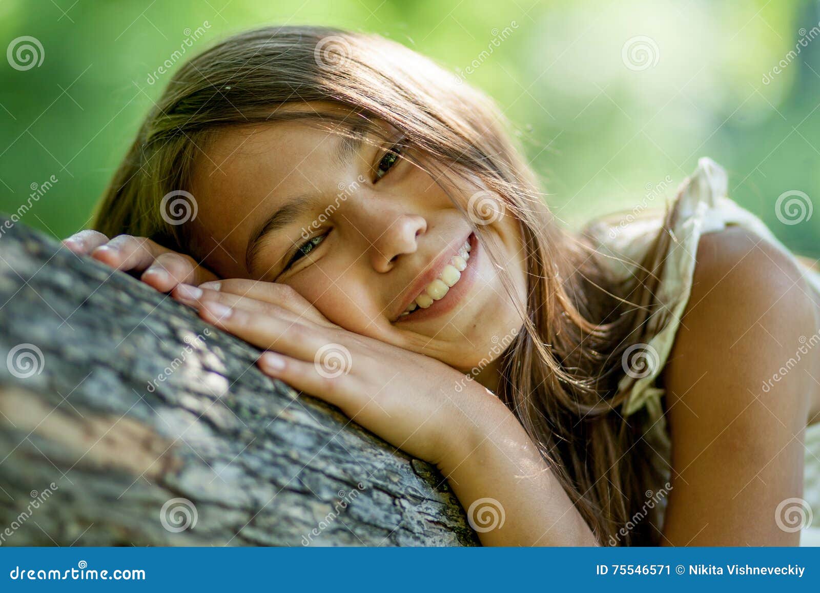 Girl lying on a tree stock image. Image of natural, outdoor - 75546571