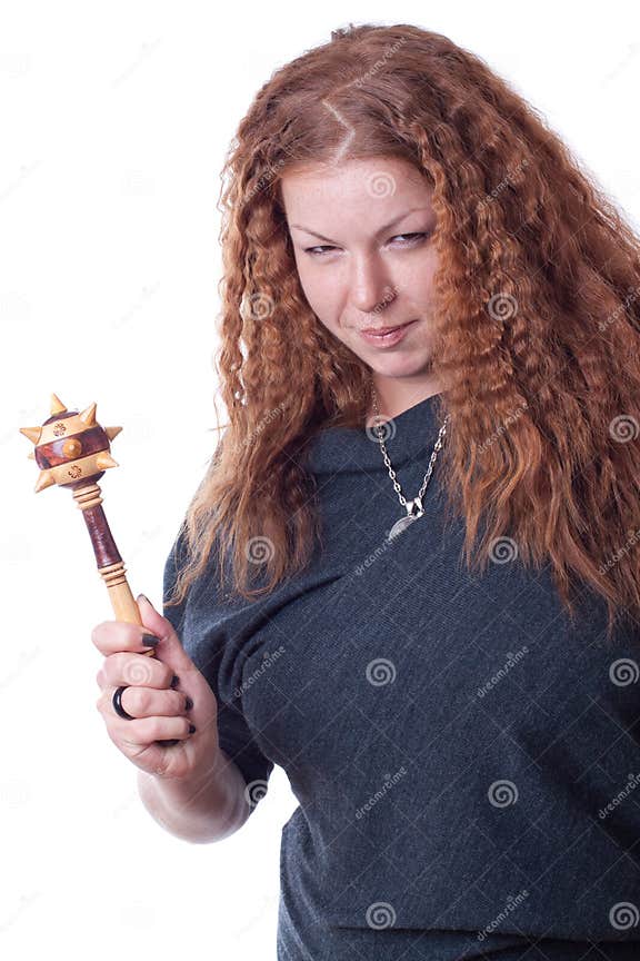 Girl with mace stock photo. Image of attractive, model - 23235628