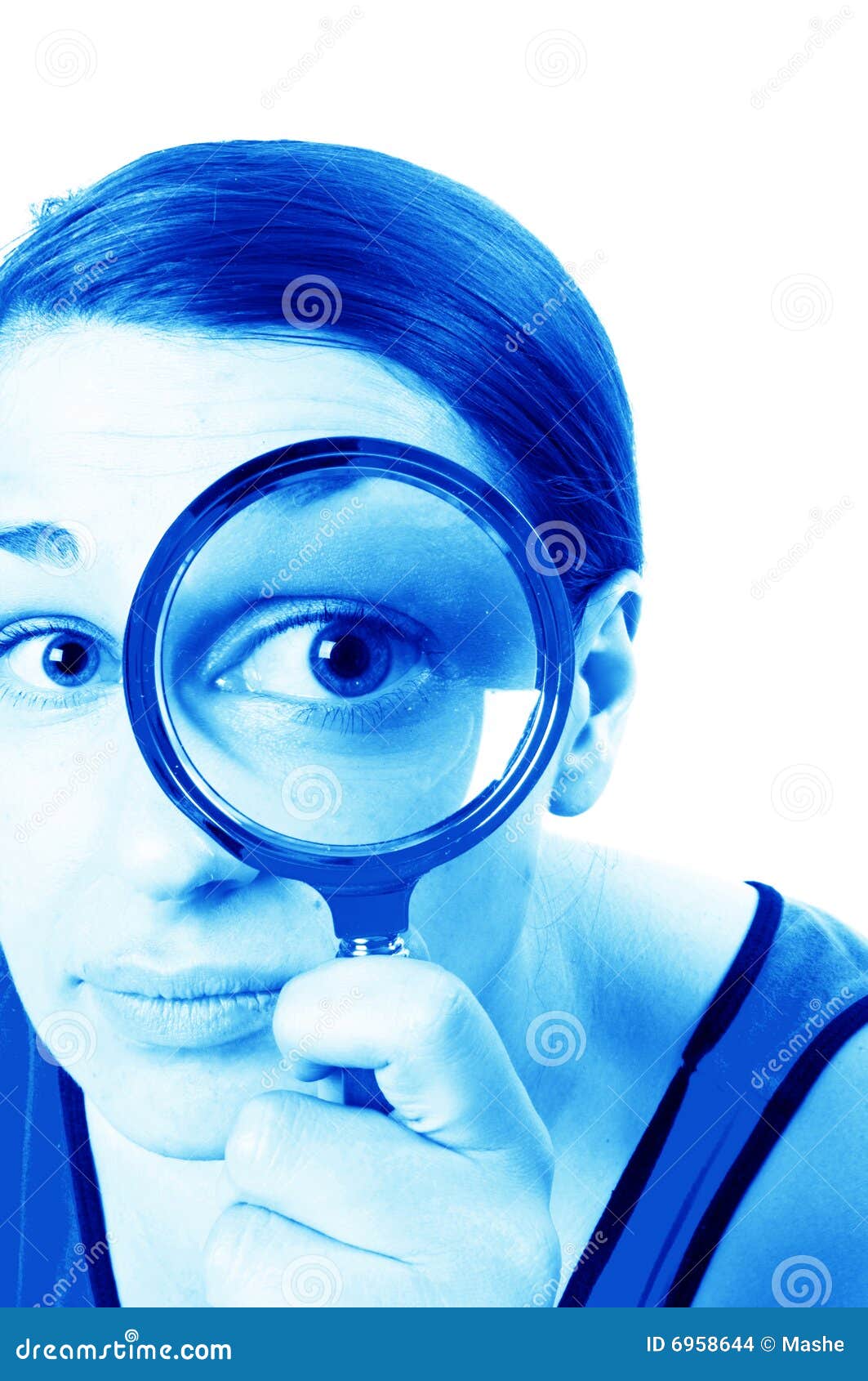 Girl with a magnifier stock photo. Image of learn, closeup - 6958644