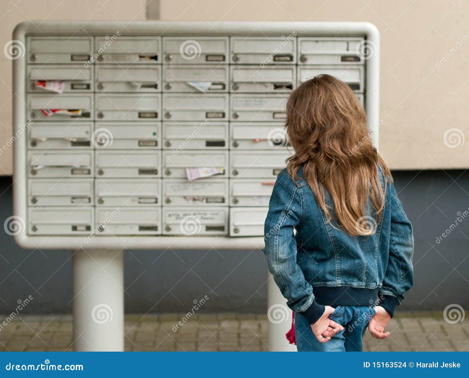 Girl at the mailboxes stock photo. Image of little, mailbox - 15163524