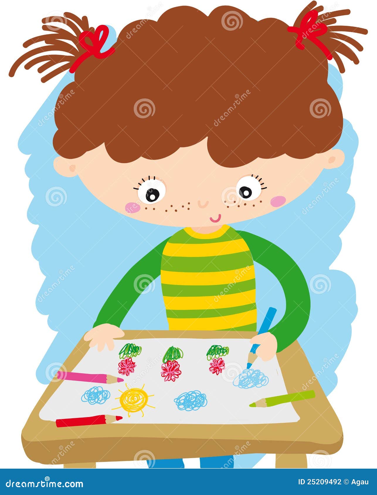 Girl make a draw stock illustration. Illustration of cute - 25209492