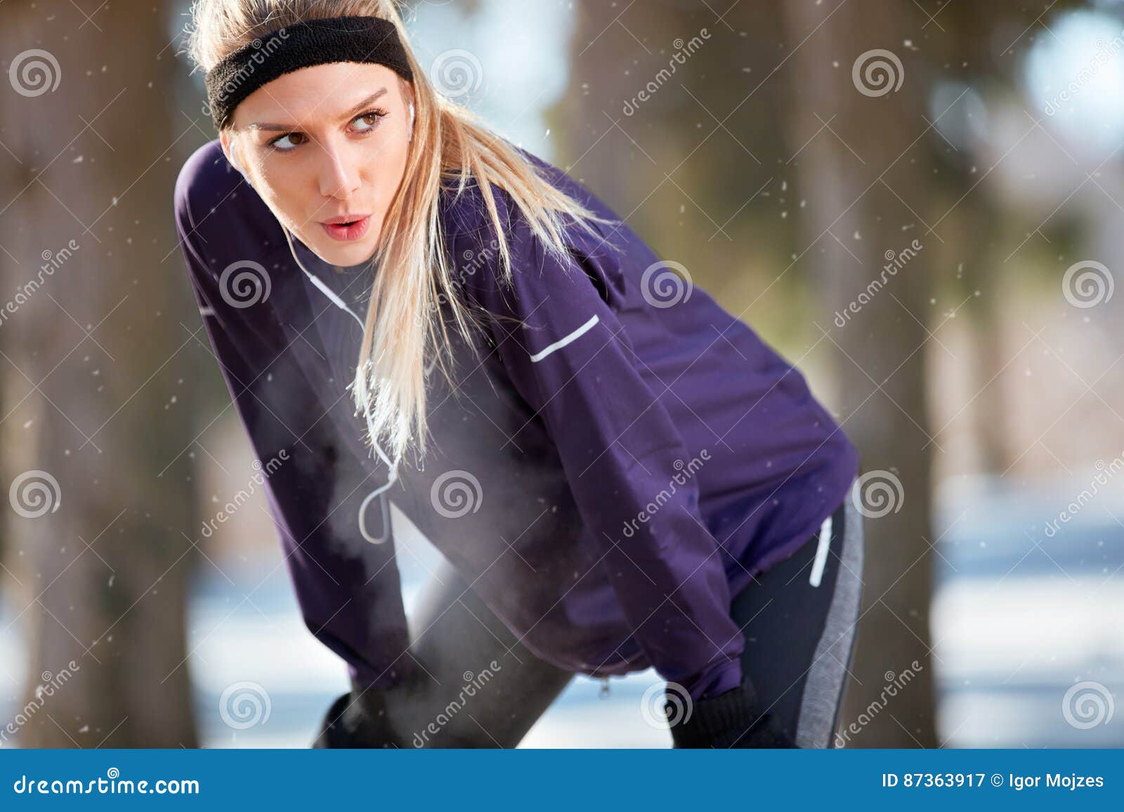 Girl Make Short Break from Running Stock Image - Image of jogging ...