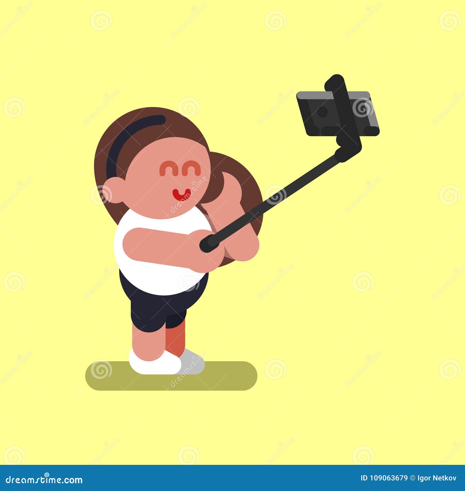 Girl Makes Selfie Stock Vector Illustration Of Ethnic 109063679