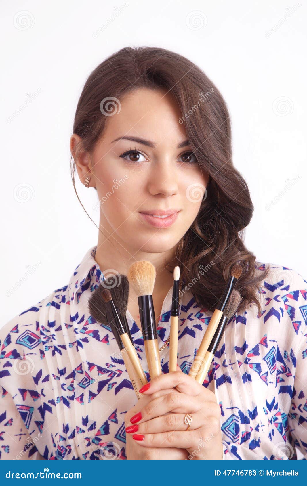 Girl Makeup Artist with Brushes Stock Image - Image of learn, services ...
