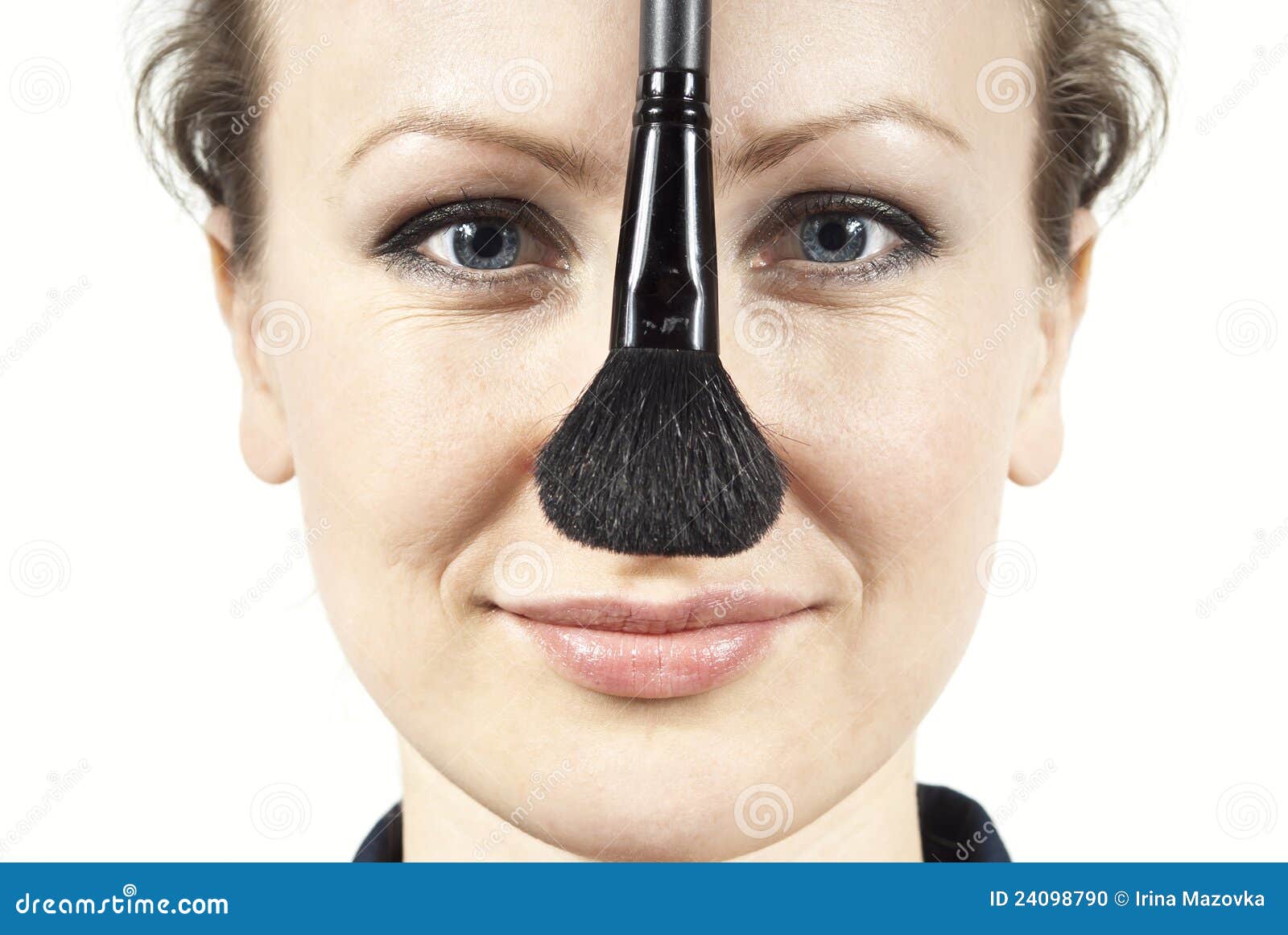 Girl makeup brush stock photo. Image of curly, facial - 24098790