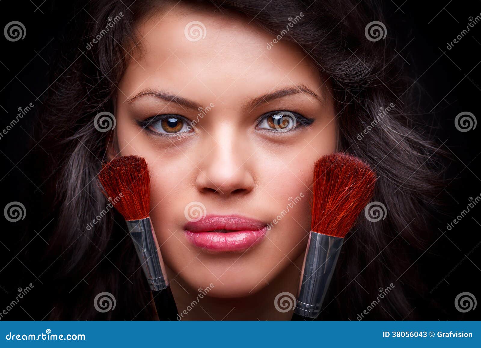 Girl with makeup brushes stock image. Image of beautiful - 38056043