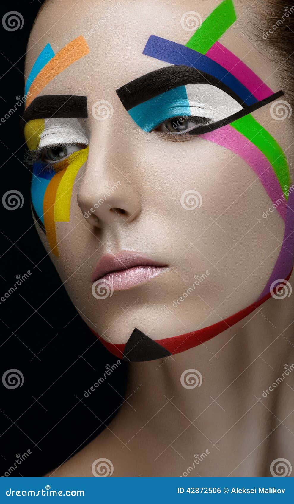 Girl makeup colored lines stock photo. Image of lifestyles - 42872506