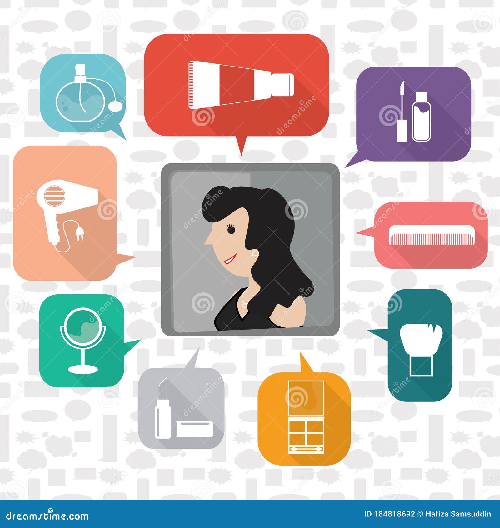 A Girl with Makeup Icons Illustration. Stock Illustration ...