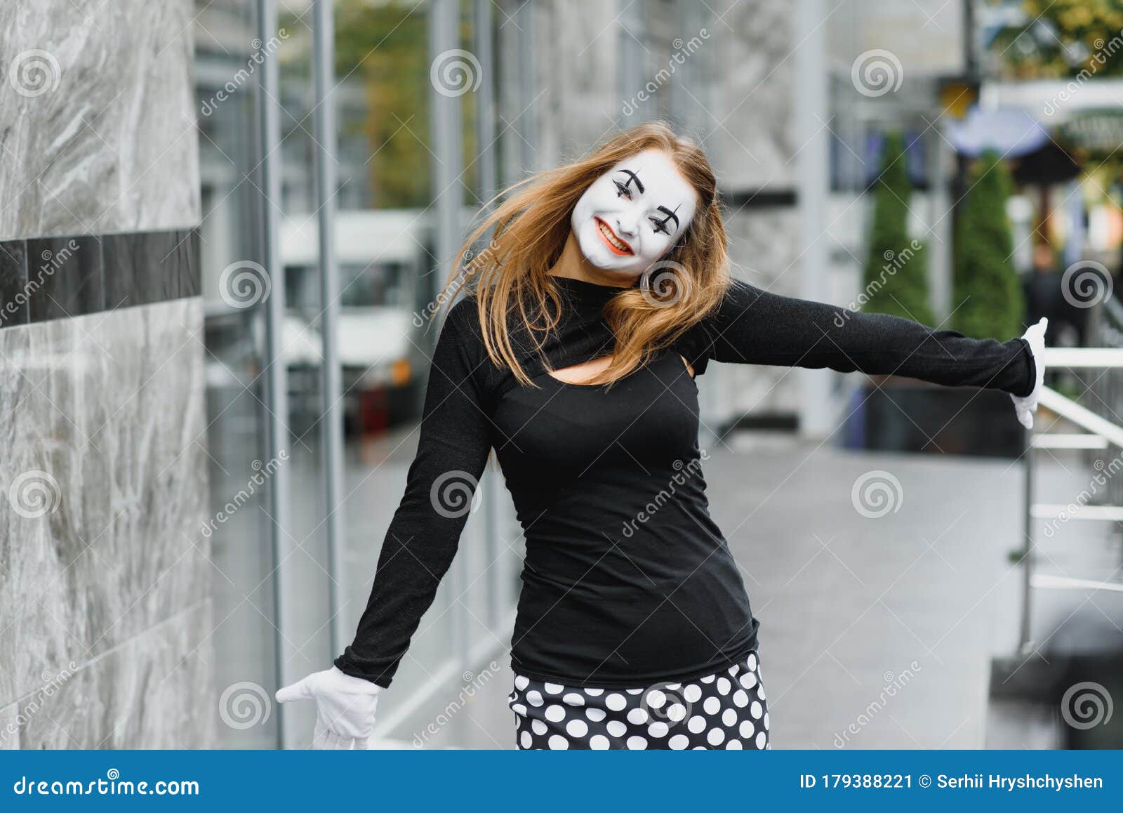 The Girl with Makeup of the Mime. Improvisation Stock Image - Image of ...