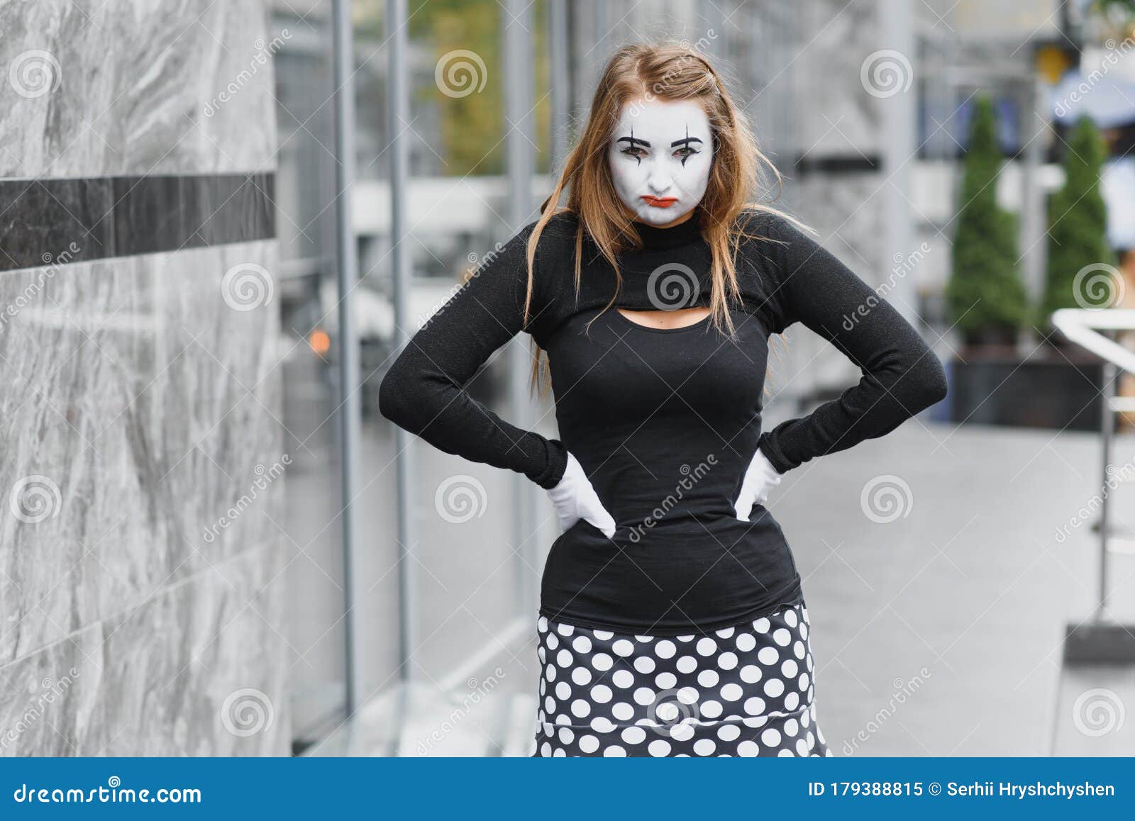 The Girl with Makeup of the Mime. Improvisation Stock Image - Image of ...