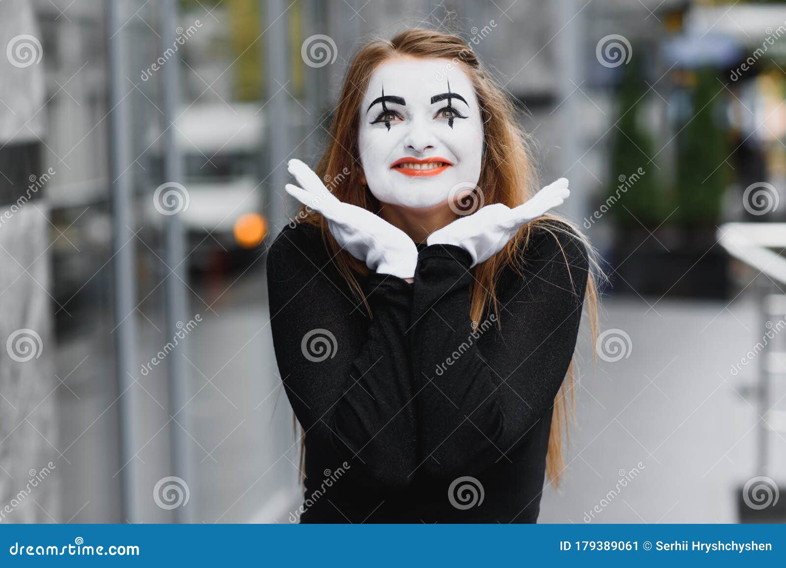 The Girl with Makeup of the Mime. Improvisation Stock Image - Image of ...