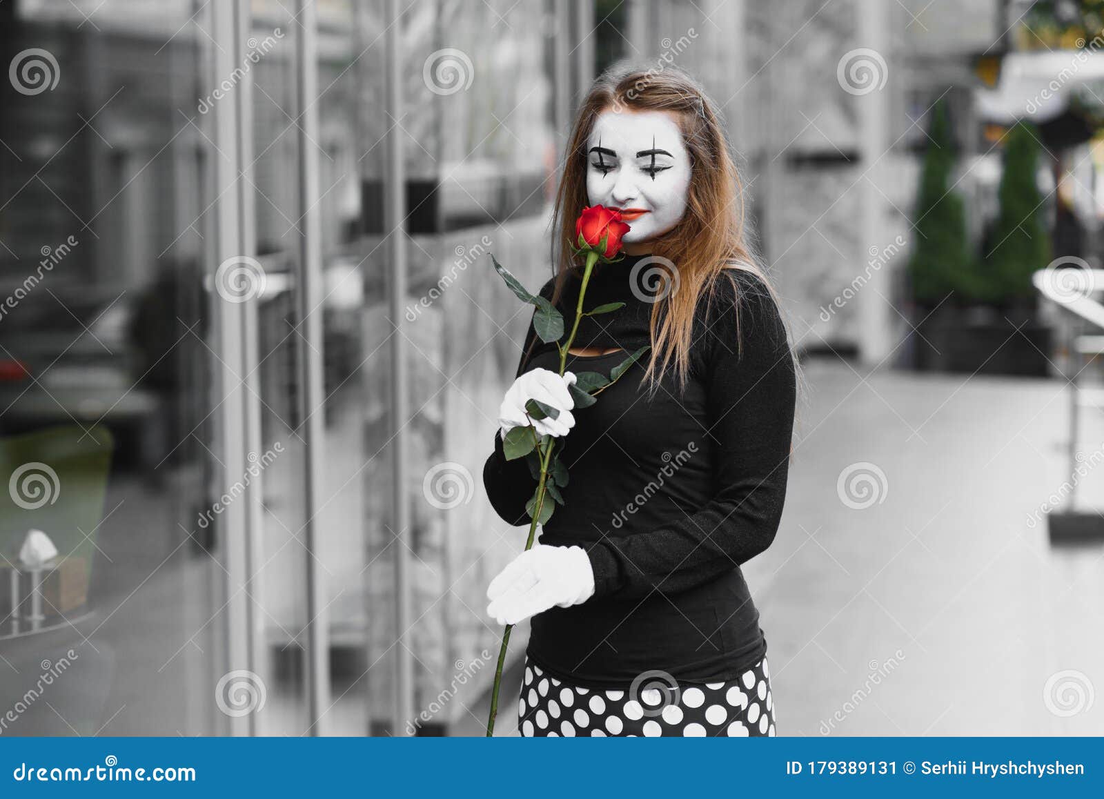 The Girl with Makeup of the Mime. Improvisation Stock Image - Image of ...