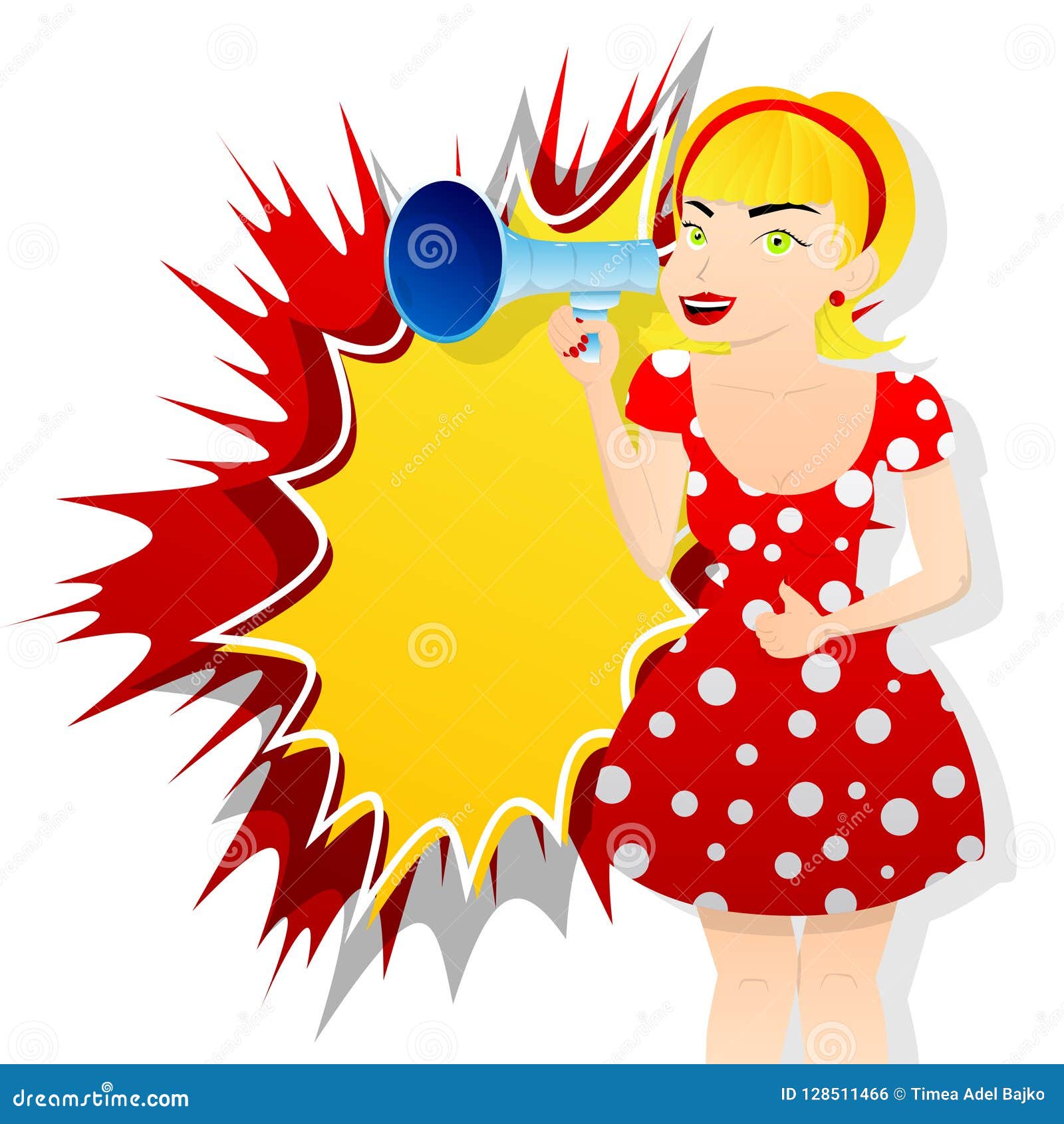 Girl Making Announcement with Megaphone or Loudspeaker. Stock ... Girl Making Announcement with Megaphone or Loudspeaker. Stock ...