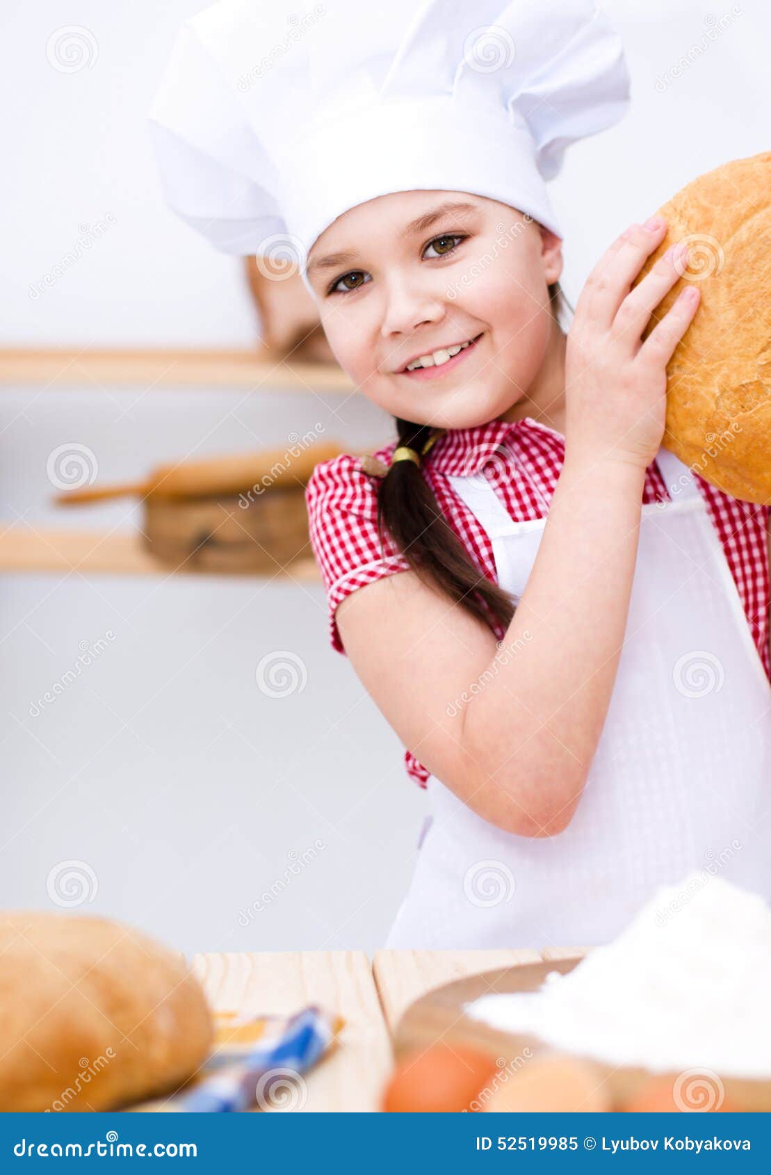 Girl making bread stock image. Image of beautiful, childhood - 52519985