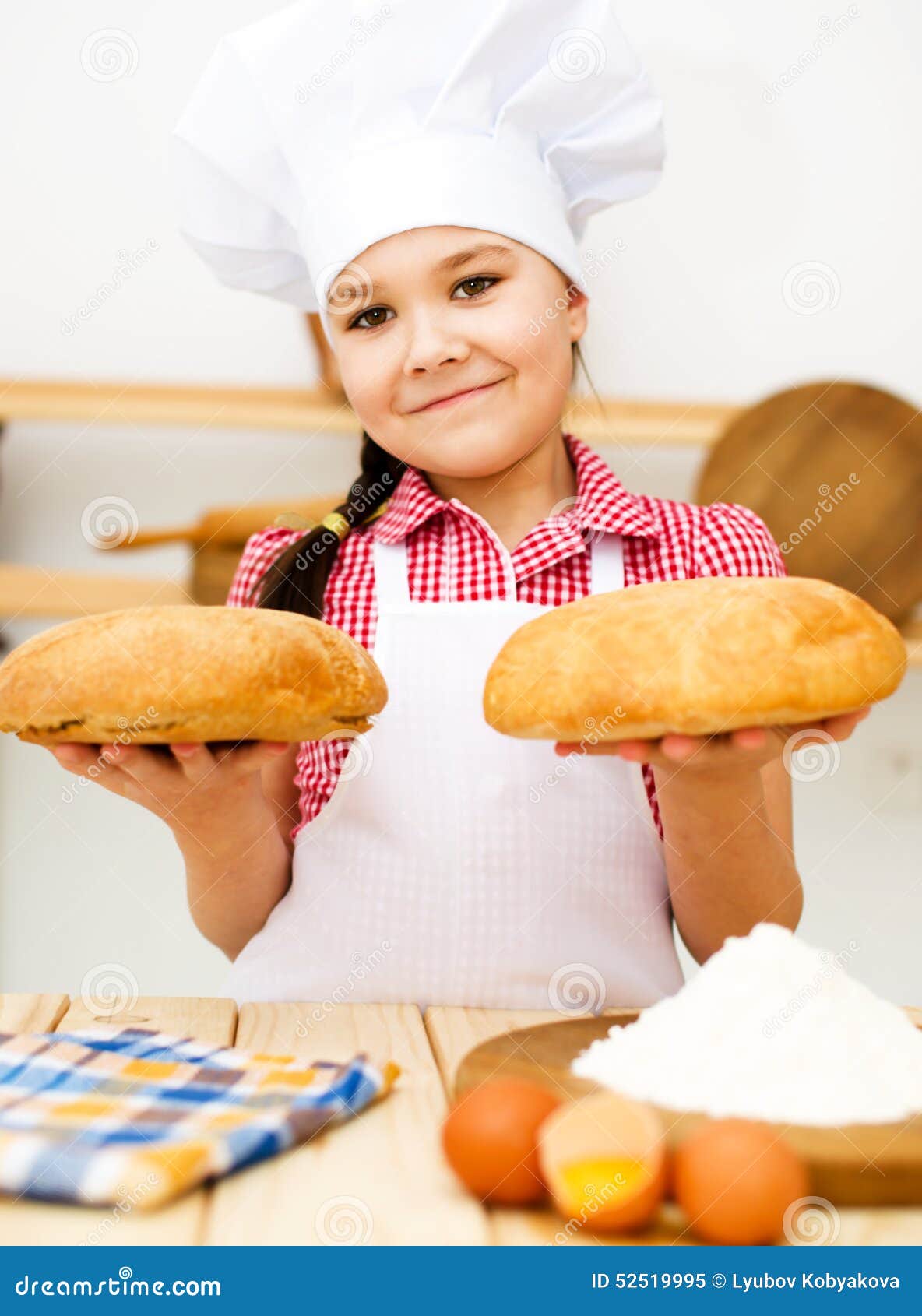 Girl making bread stock image. Image of kids, food, funny - 52519995