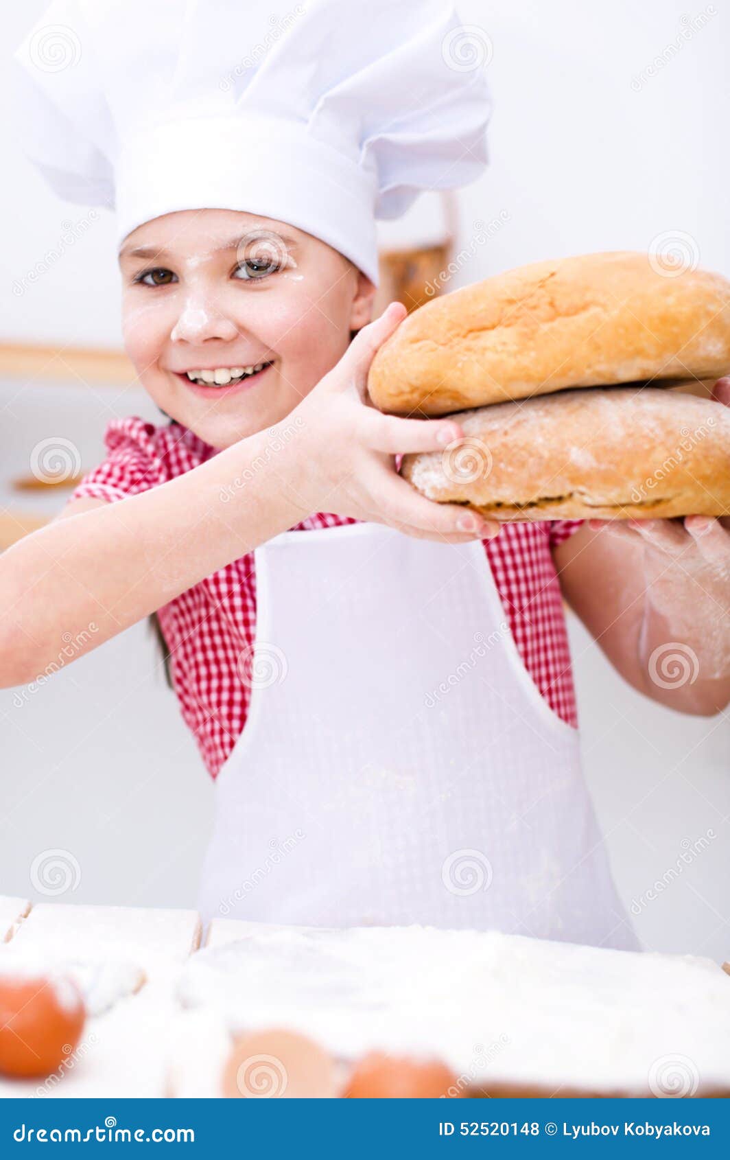 Girl making bread stock photo. Image of cute, cooking - 52520148