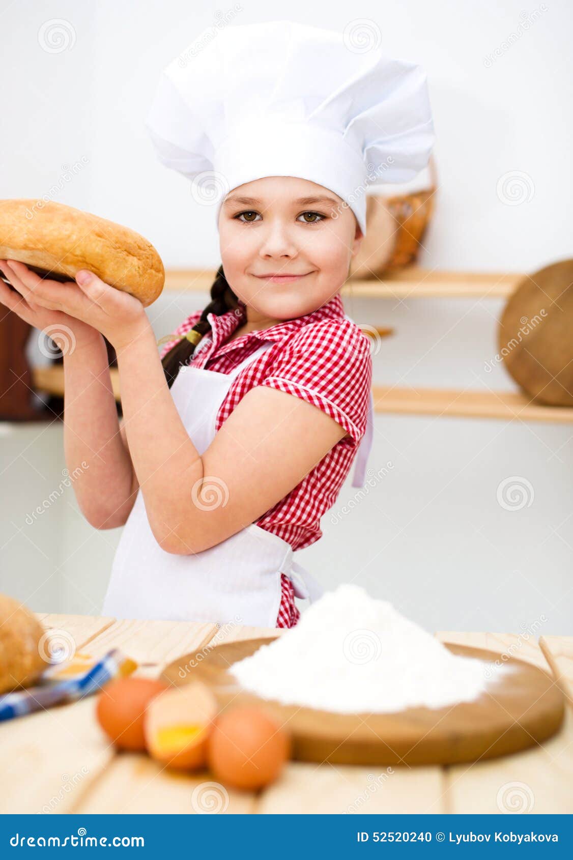 Girl making bread stock photo. Image of dirty, cooking - 52520240