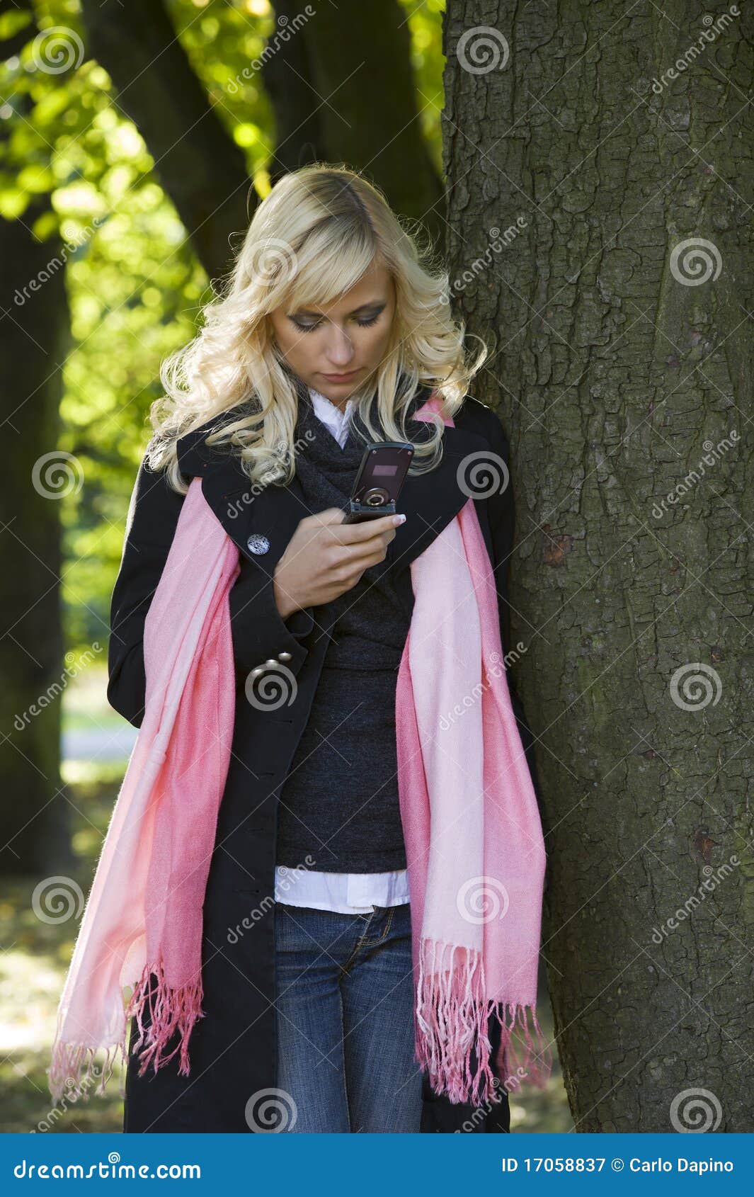 Girl making a call outdoor stock image. Image of look - 17058837