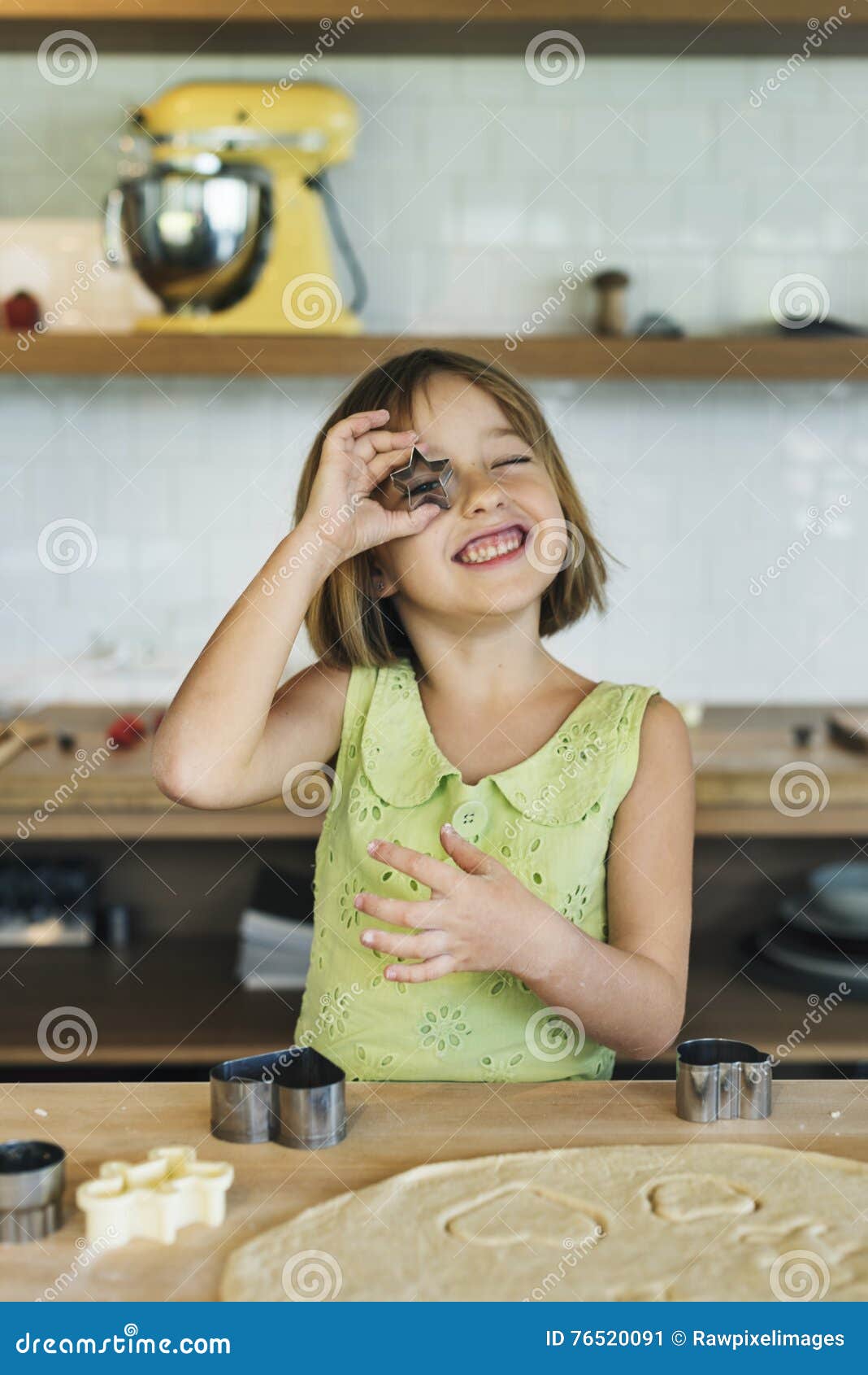 Girl Making Cookies Learning Baking Concept Stock Image - Image of ...