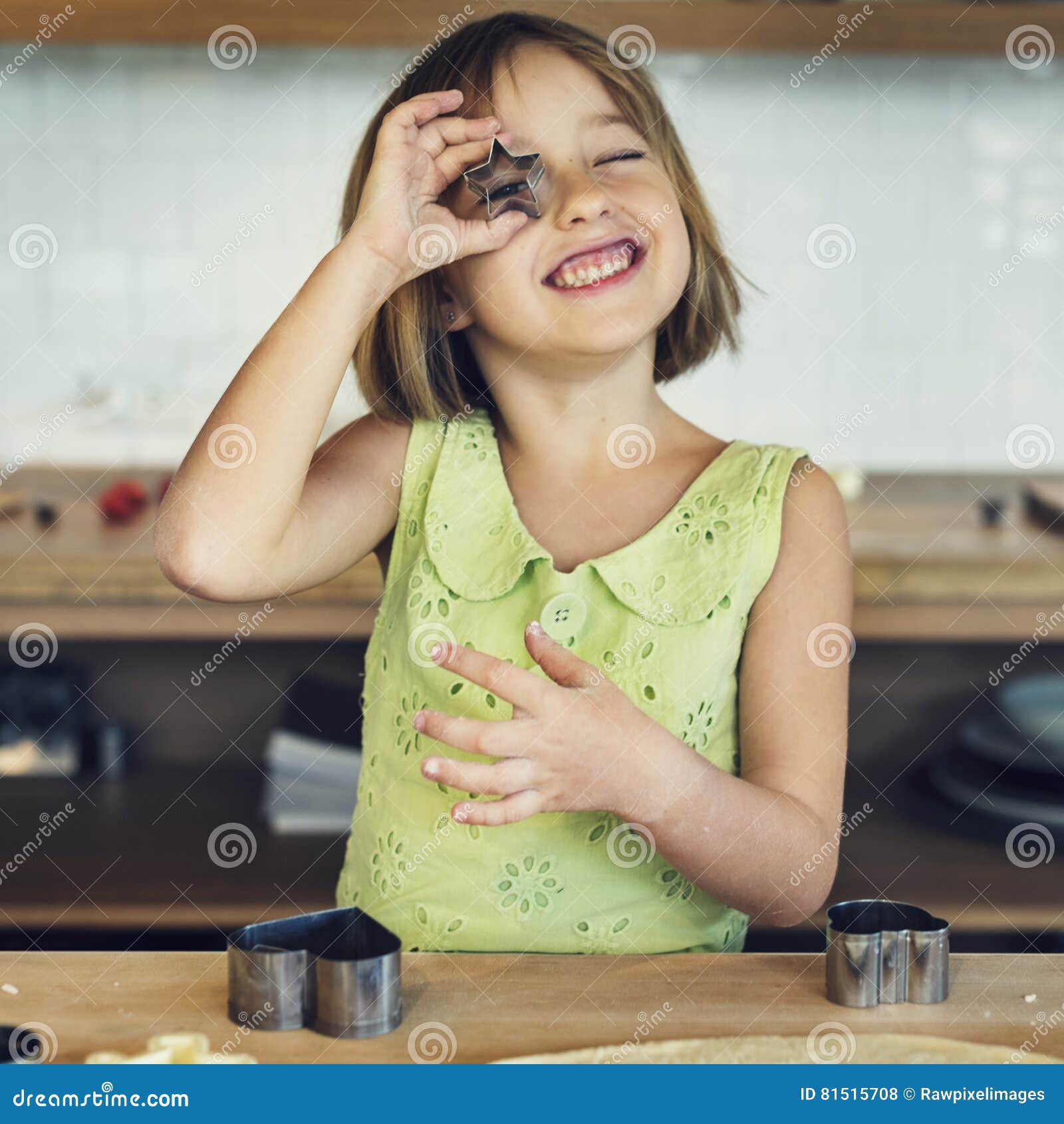 Girl Making Cookies Learning Baking Concept Stock Photo - Image of ...