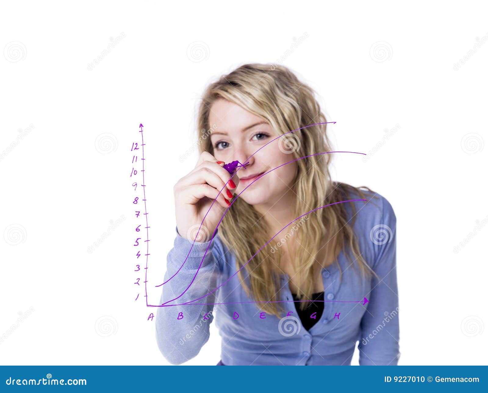 Girl making a diagram stock photo. Image of woman, studio - 9227010