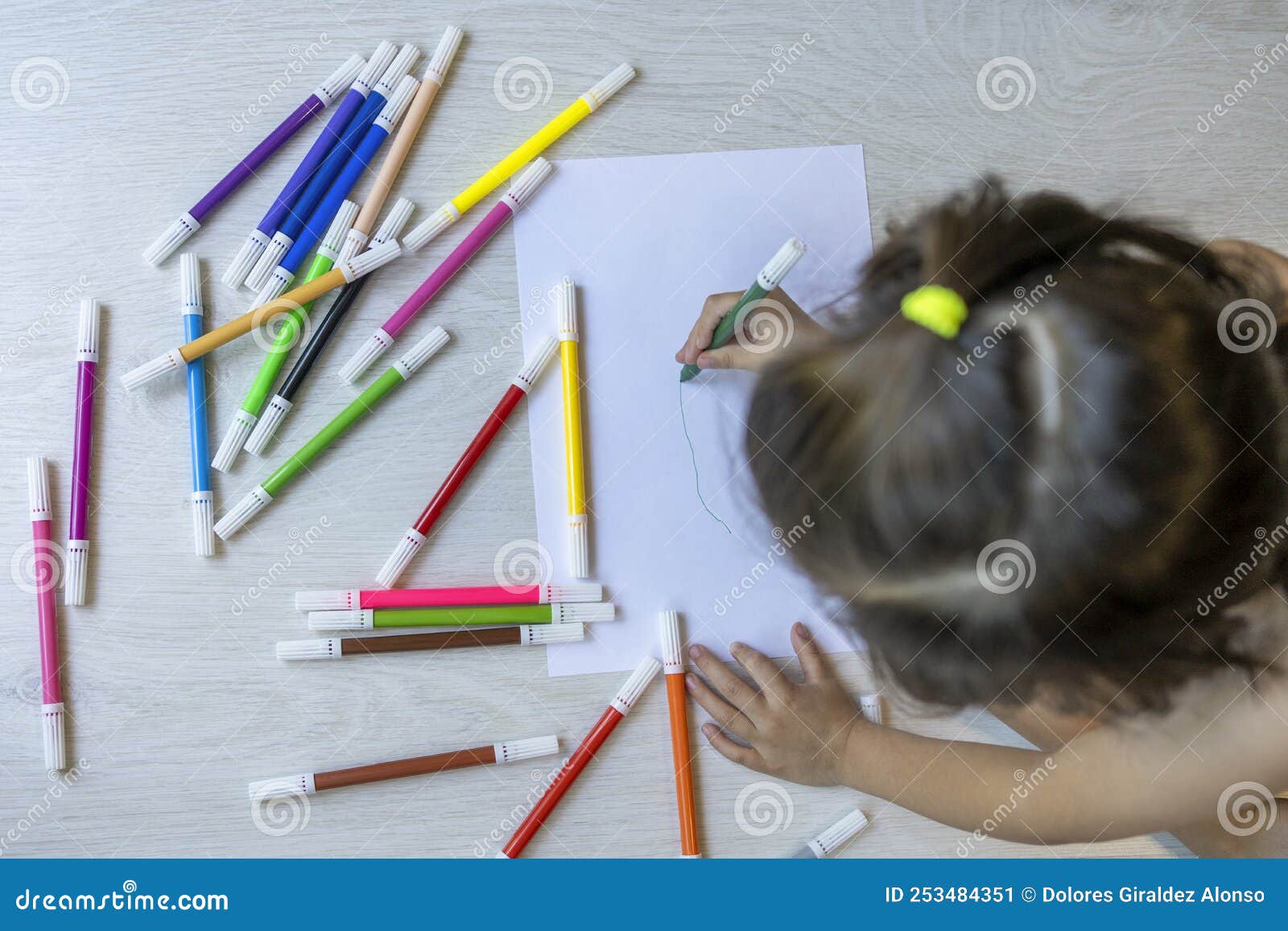 Girl making a drawing stock image. Image of design, inspiration - 253484351