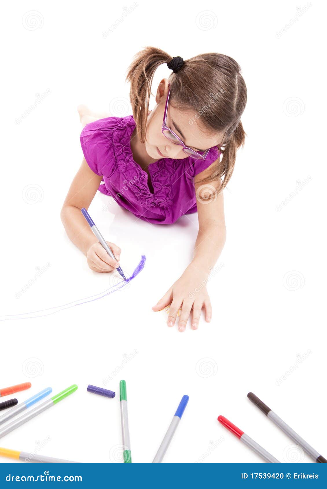 Girl making drawings stock photo. Image of colorful, colored - 17539420