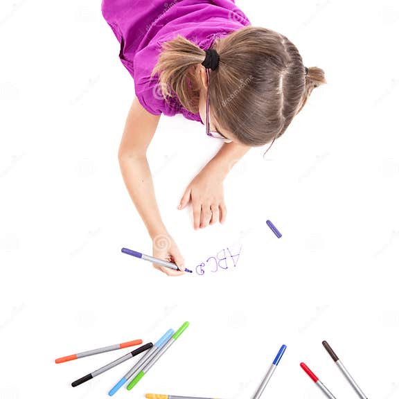 Girl making drawings stock image. Image of painter, childhood - 18005923